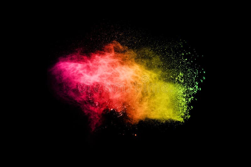 Multicolor Powder Explosion on Black Background. Stock Image - Image of ...