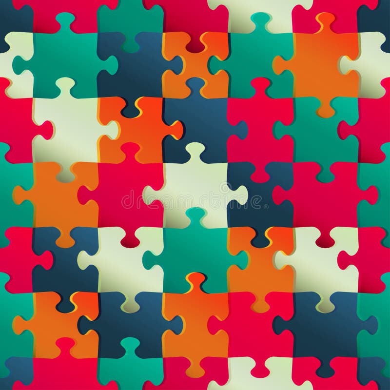 Multicolor Puzzle Seamless Pattern Stock Vector - Illustration of ...