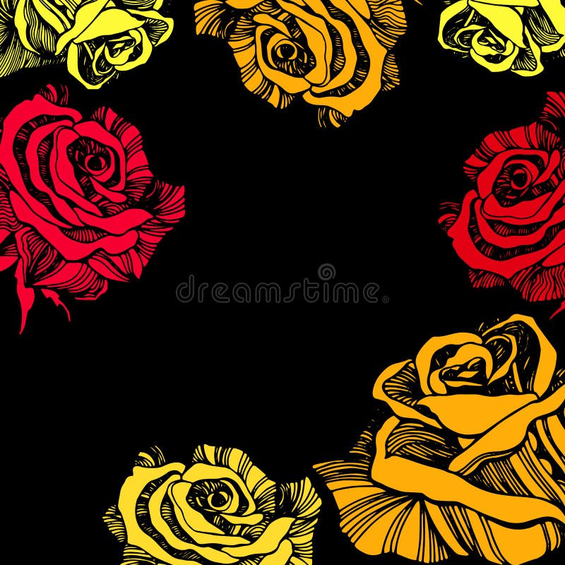 Multicolor Rose Flowers. Vector Stylized Roses Stock Vector ...