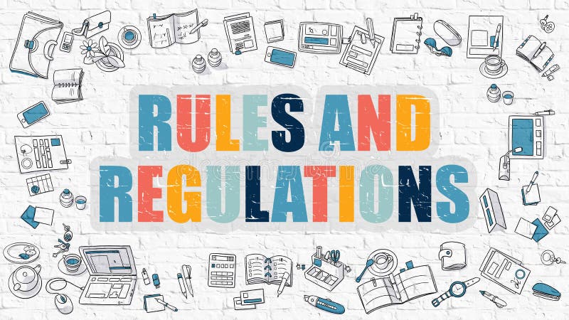 Rules and Regulations - Doodle Blue Text. Business Concept. Stock ...