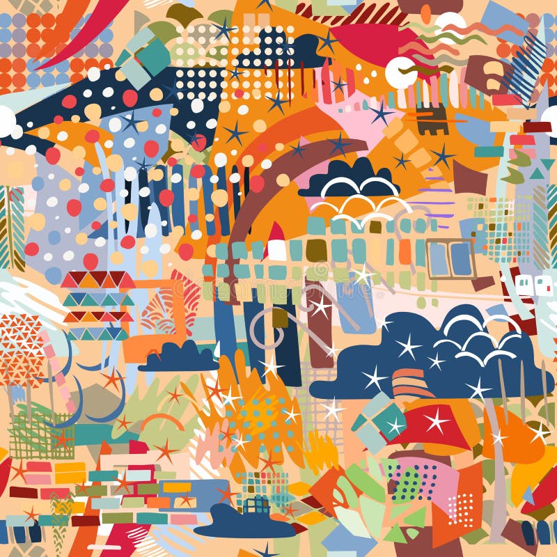 Multicolor Seamless Pattern with Abstract Ornament. Colorful Print for ...