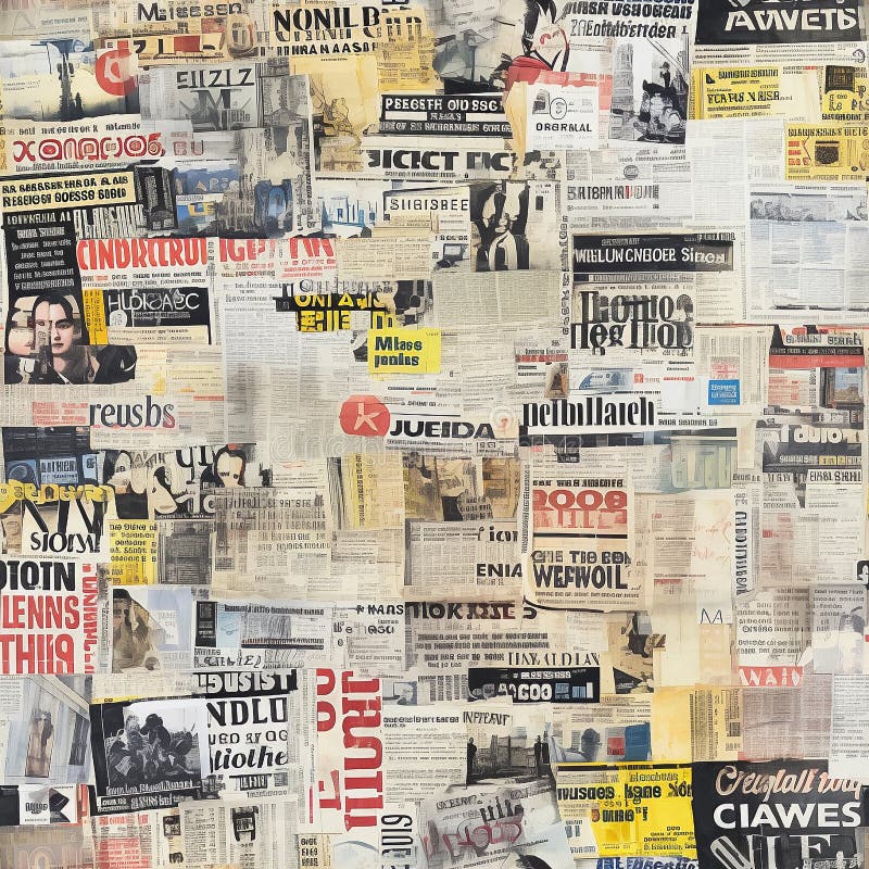 Multicolor Seamless Pattern with a Collage of Newspapers or Magazine ...