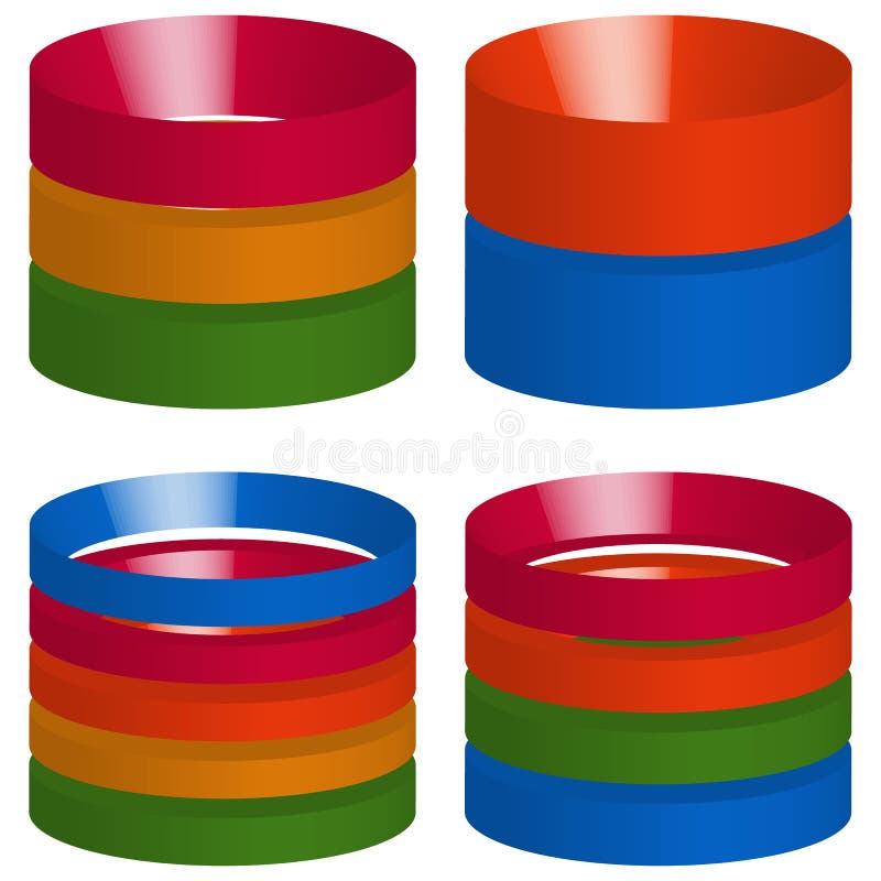 Multicolor Segmented 3d Cylinders, Cylinder Icons. Elements for Stock ...