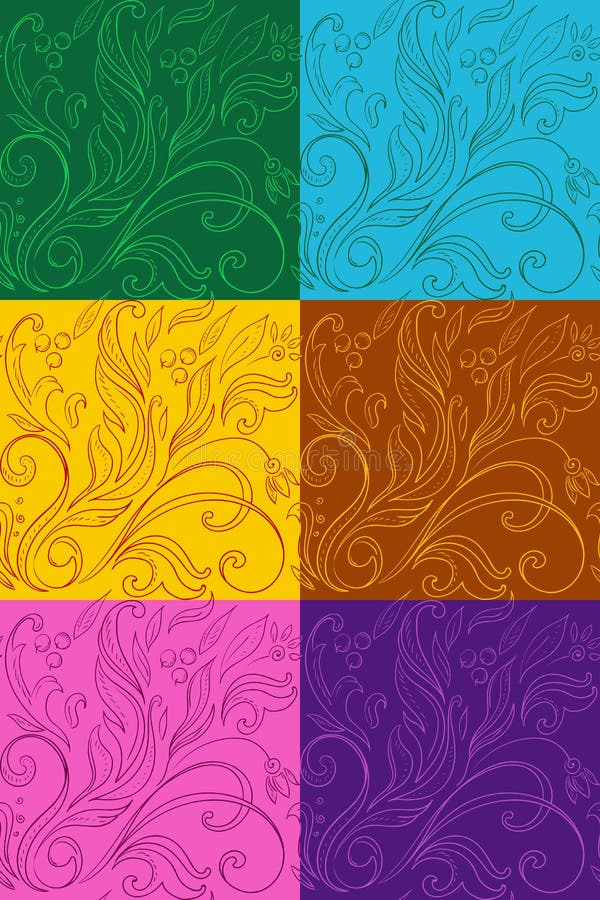 Multicolor Set of Patterns with Drawings Stock Vector - Illustration of ...