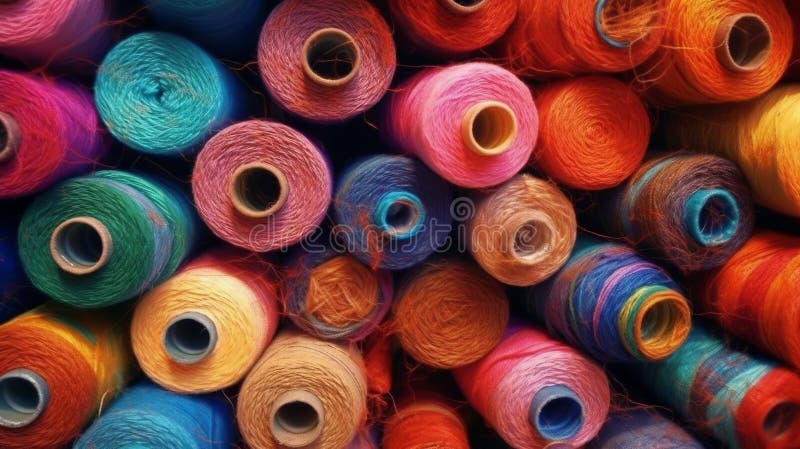 Multicolor Sewing Threads Texture. Generative AI Stock Illustration ...