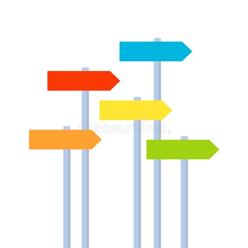 Multicolor Sign Directional Pointer. Navigation Arrow. Choosing Path ...