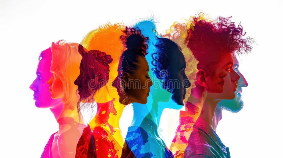 The Multicolor Silhouette Faces. AI Generated Stock Image - Image of ...