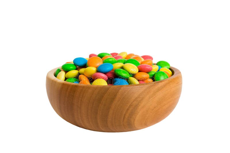 Multicolor Small Mixed Colored Chocolate Coated Candies Bowl Isolated ...