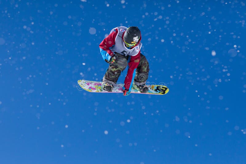 Multicolor Snowboarder Flying Mid Air Editorial Stock Photo - Image of ...