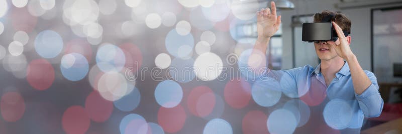 Multicolor Sparkling Transition Over a Man Using Vr Headset, Virtual ...