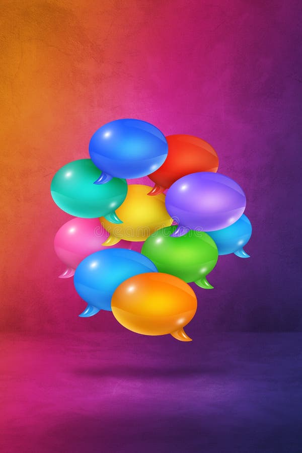 Multicolor Speech Bubbles on Black Vertical Background Stock ...