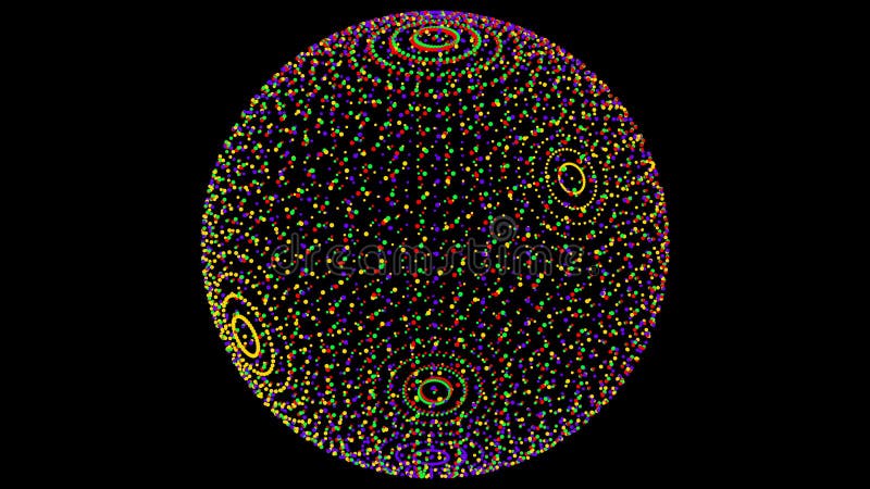 Loop Rotate Sphere Animation Cycle. White Dots on Black Background ...