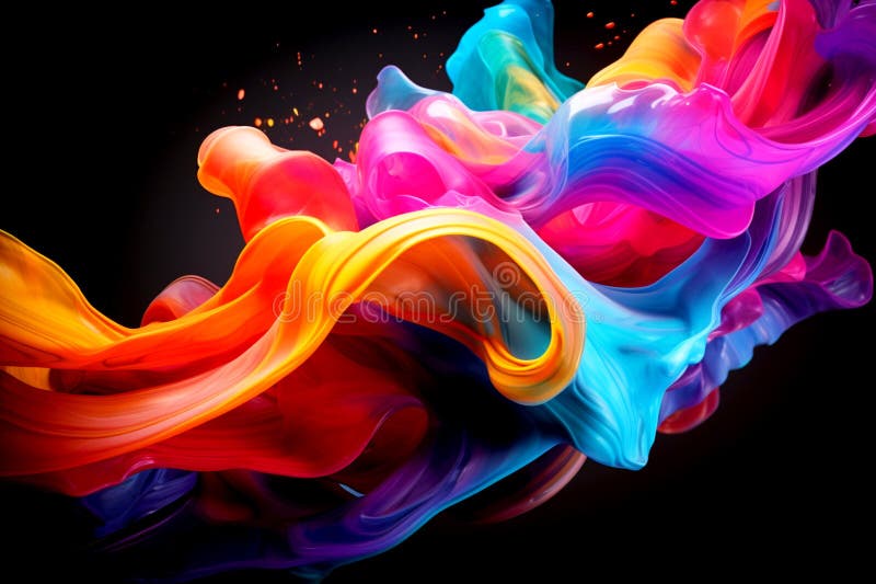 Multicolor Splash on Blue Background. Visual Aesthetic. Abstract Color ...