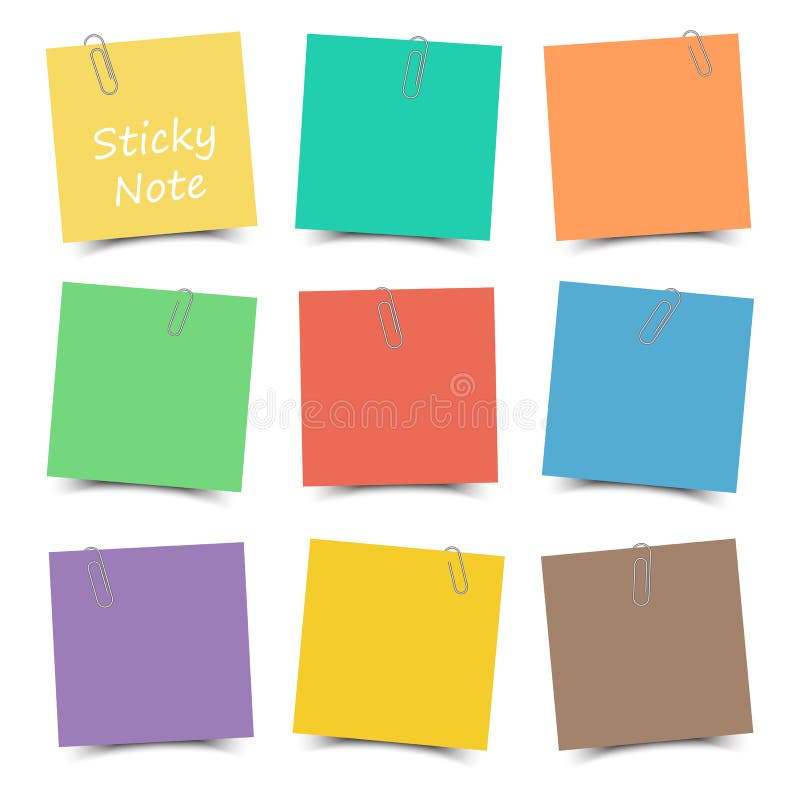 Sticky Note with Flat Color . Vector Stock Vector - Illustration of ...