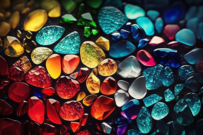 Multicolor Stones Pebble Background. Smooth Round Wet Glass Stones ...