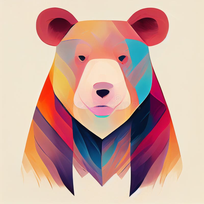 Multicolor Stylized Bear. Abstract Colorful Bear. a Simple Illustration ...