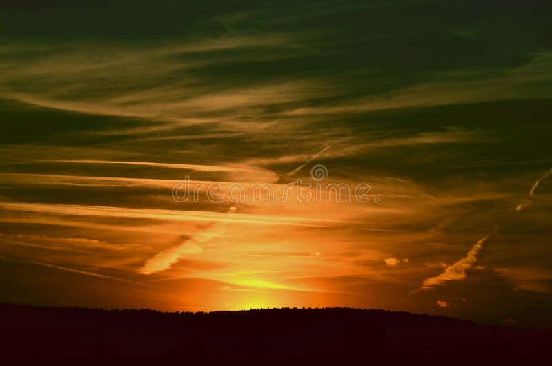 Multicolor Sunset Orange Cloud and Sun on Sky Stock Image - Image of ...
