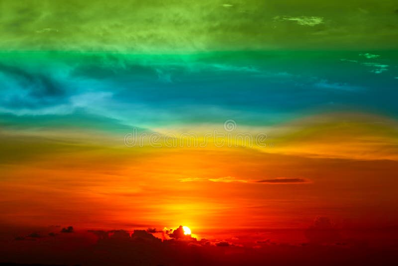 Multicolor Sunset Orange Cloud and Sun on Sky Stock Image - Image of ...