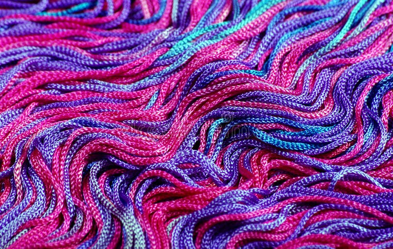 Multicolor Thread Texture Background. Blue and Purple Thread Close-up ...