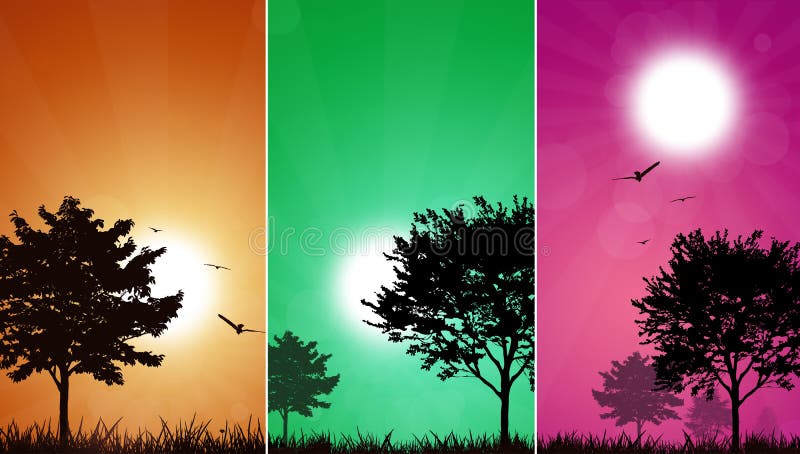 Multicolor Trees Background Stock Illustration - Illustration of field ...