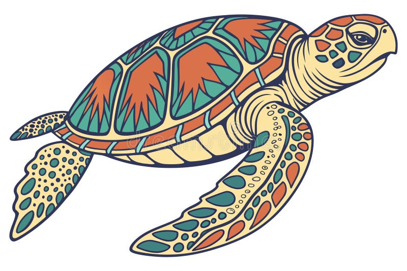 Multicolor Turtle Drawing Stylized Turtle Animal Design Stock Vector ...