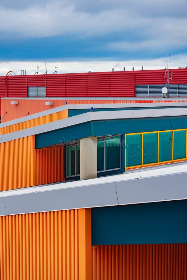 Multicolor Warehouse Buildings in Modern Style. Stock Photo - Image of ...