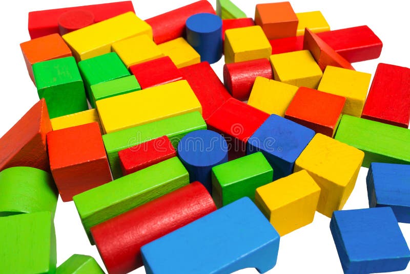Multicolor Toy Wooden Blocks Isolated on White Background Stock Photo ...