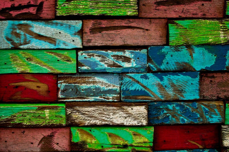 Multicolor Wooden Wall stock photo. Image of artistic - 15855186