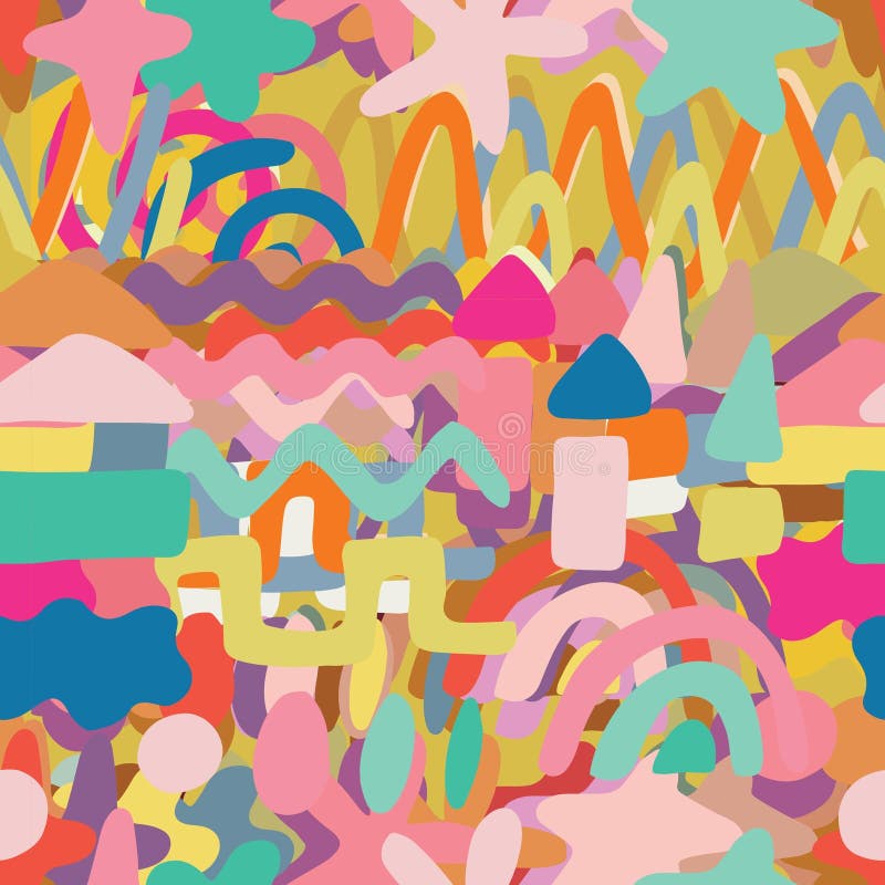 Multicolored Abstract Background of Different Figures. Lines, Circles ...