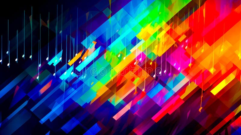 Multicolored Abstract Background with Lines and Drops of Paint on Black ...