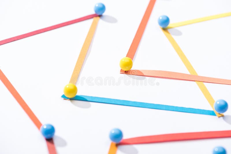 Multicolored Abstract Connected Lines with Pins, Connection and ...