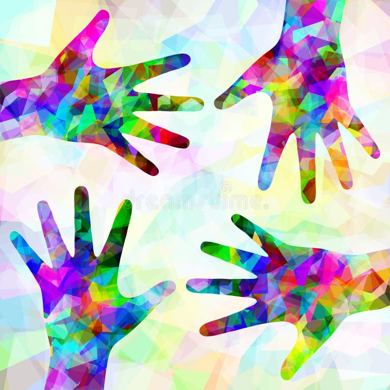 Multicolored Abstract Hands on Background Stock Vector - Illustration ...