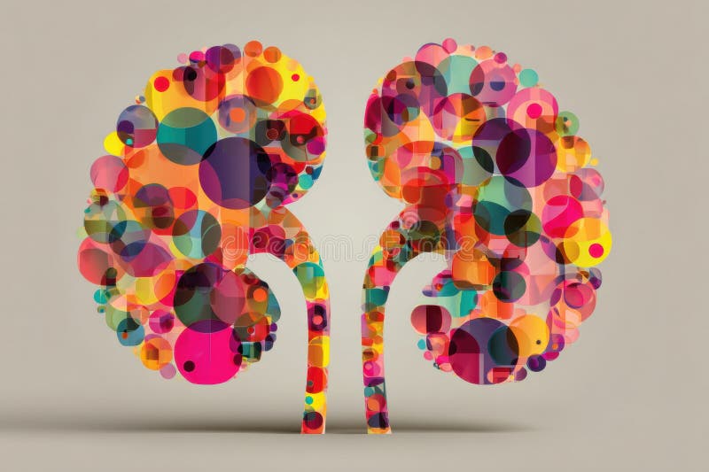 Multicolored Abstract Kidney Design Filled with Vibrant Shapes in a ...