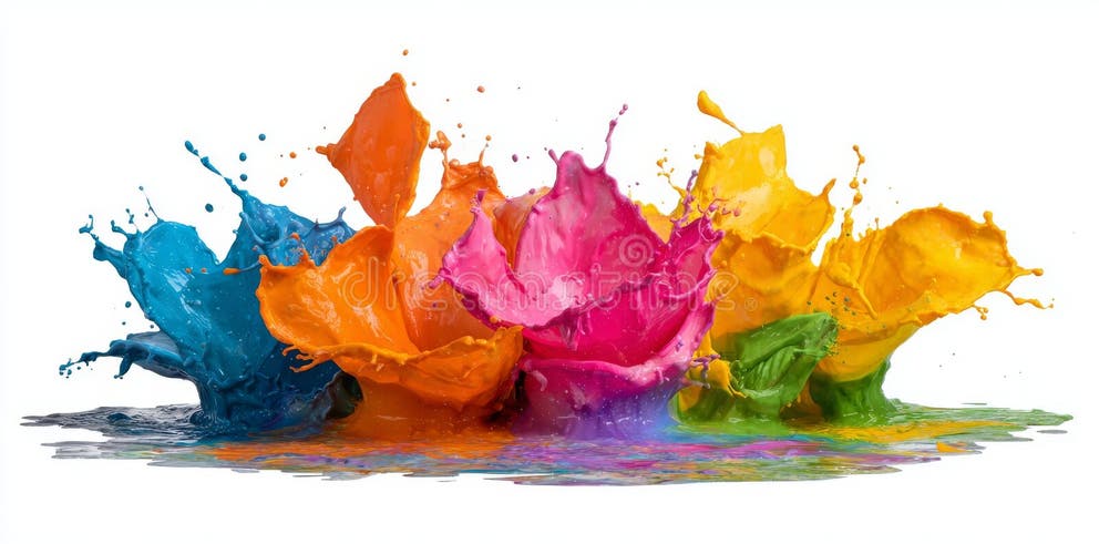 A Multicolored and Abstract Liquid Spill on a White Background Creates ...