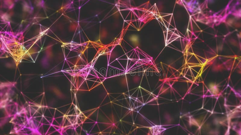 Multicolored Abstract Network of Dots and Lines Stock Illustration ...