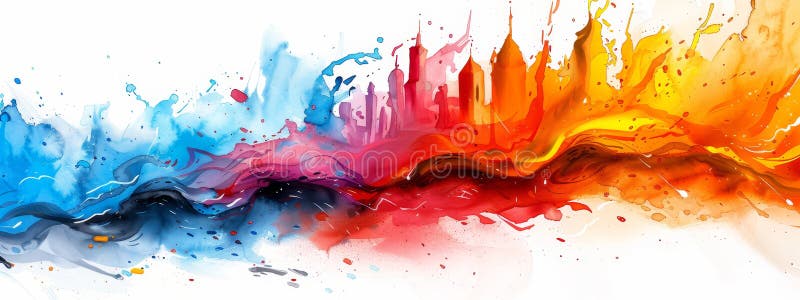 A Multicolored Abstract Painting on a White Backdrop, Featuring an ...
