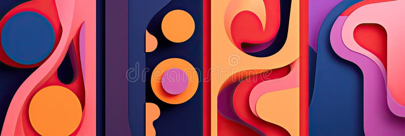 Multicolored Abstract Paper Shapes Layered in a Vibrant Pattern, a ...