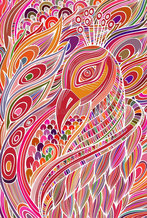 Multicolored Abstract Peacock Stock Vector - Illustration of green ...