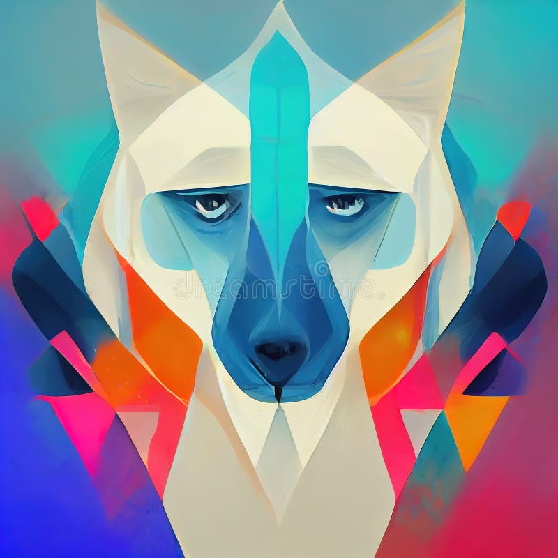 Multicolored Abstract Portrait of a Wolf. Patterned Wolf Head. Stylized ...