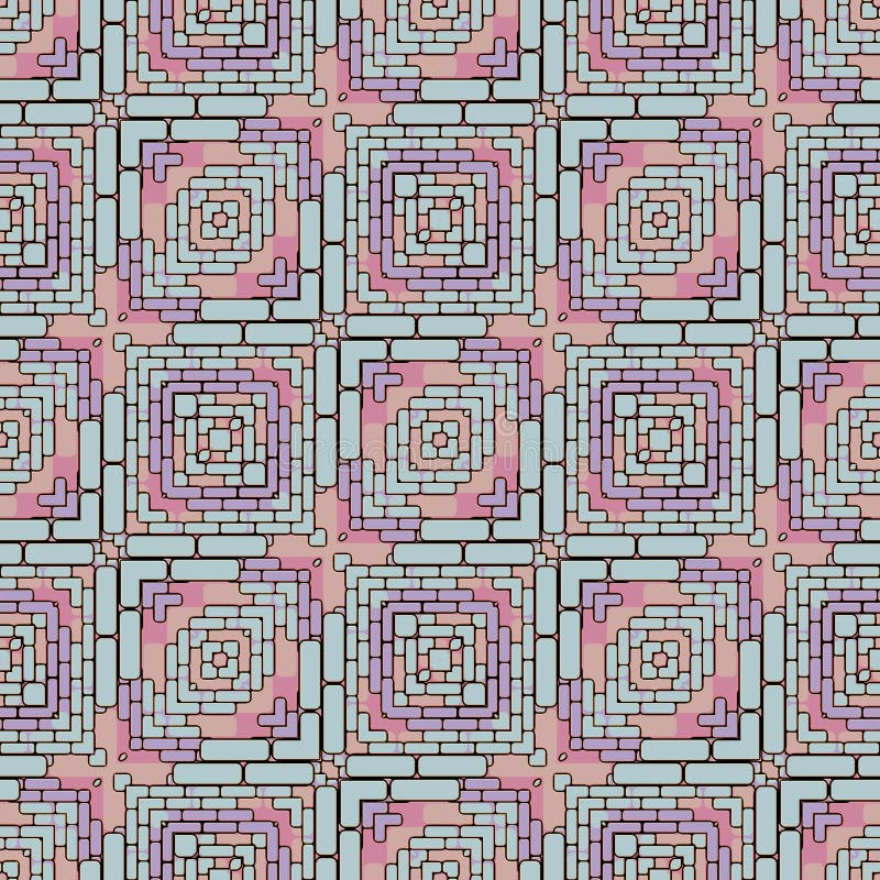 Multicolored American Native Maya Aztec Inca Pattern. Stonework Mosaic ...