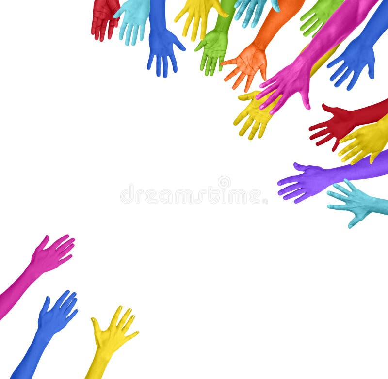 Multicolored Arms Reaching Out Each Other Stock Illustrations – 1 ...