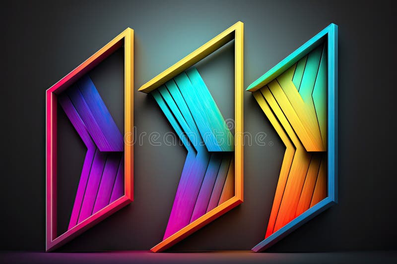 Multicolored Arrows on Dark Background in Frames Stock Illustration ...
