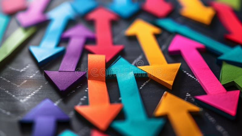 Multicolored Arrows Pointing in Assorted Directions Stock Illustration ...