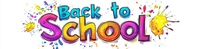 Multicolored Back To School Text in Spectrum Shades with Splashes Stock ...