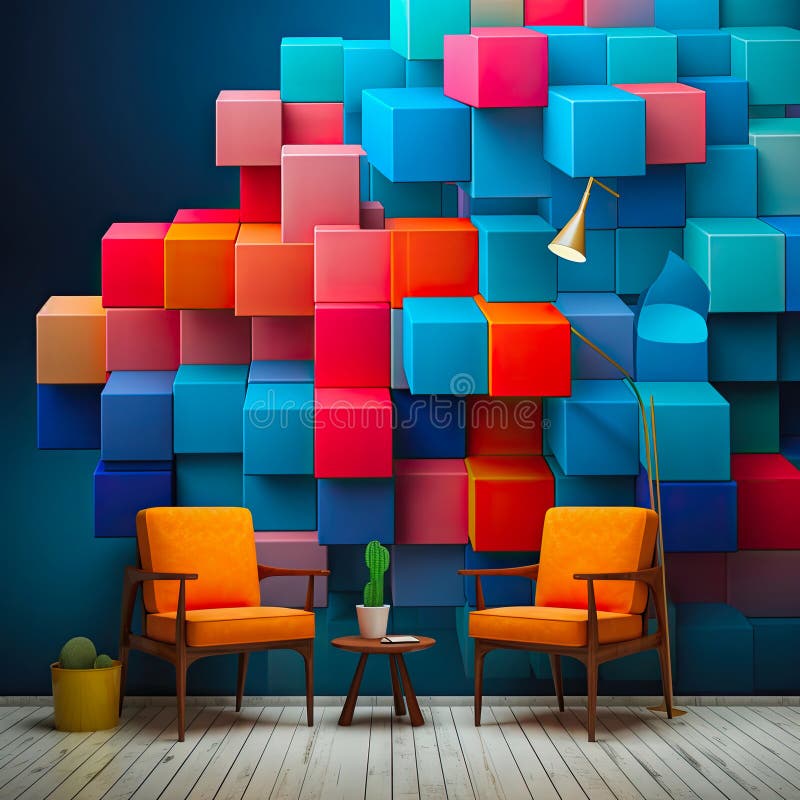 Multicolored Background of Squares of Different Sizes and Colors with ...