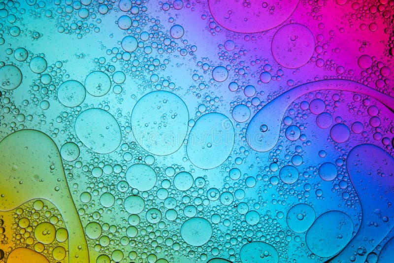 Multicolored Background with Various Water Drops Floating on Surface ...