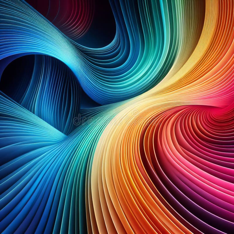 Abstract Gradient Rainbow Colors Background of Curved Lines Stock Photo ...