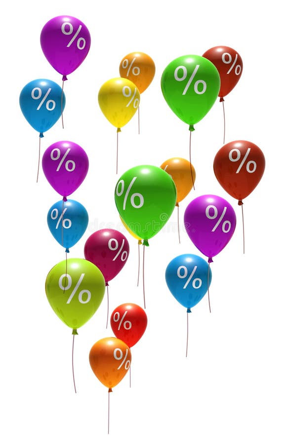 Multicolored Balloons with Percent Symbols Stock Illustration ...
