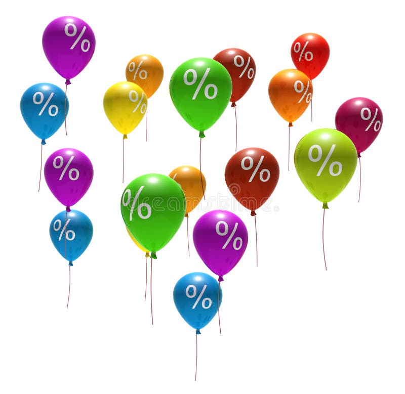 Multicolored Balloons with Percent Symbols Stock Illustration ...