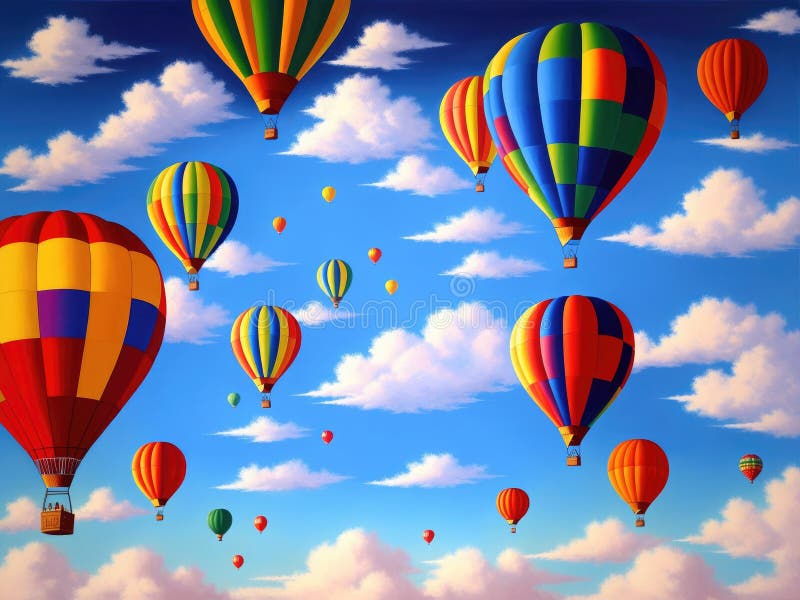 Multicolored Balloons in the Sky. Stock Illustration - Illustration of ...